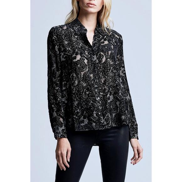 L'AGENCE | Tops | New Lagence Hailie Blouse In Black Velvet Burnout | Poshmark